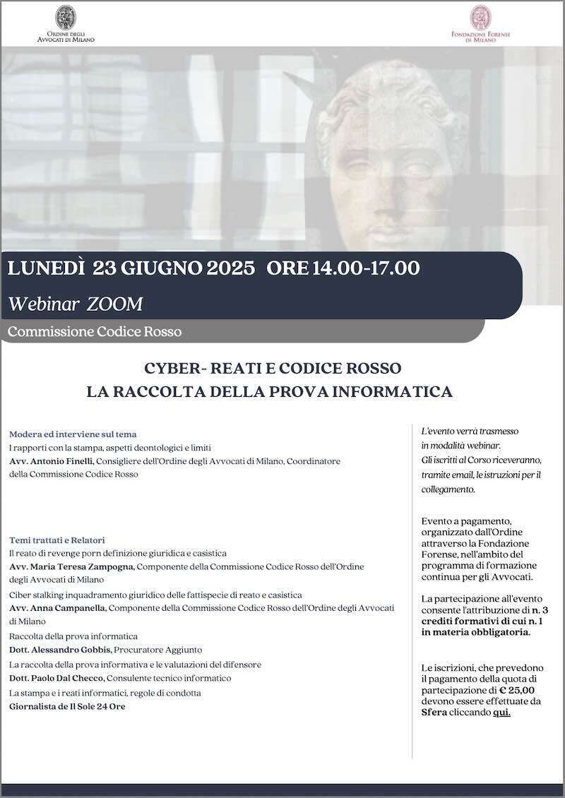 La raccolta della prova informatica nei reati codice rosso a Milano